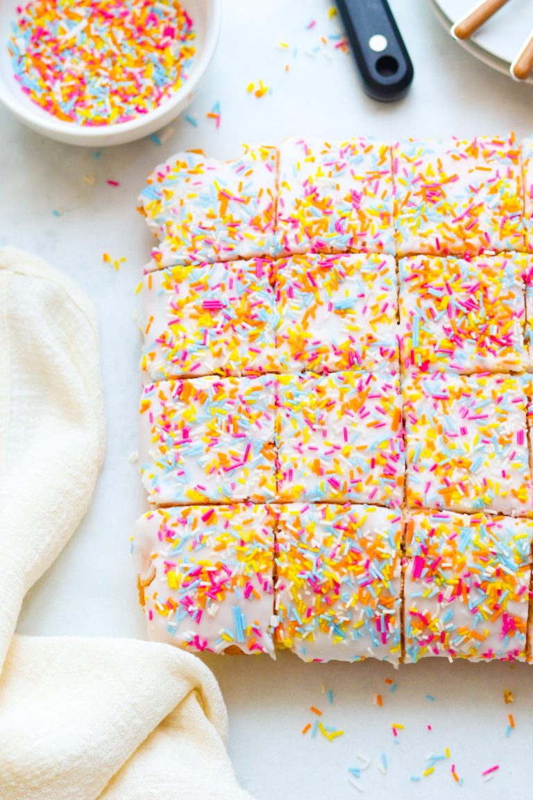 Old School Cake (Sprinkle Sponge Tray Bake) - My Morning Mocha