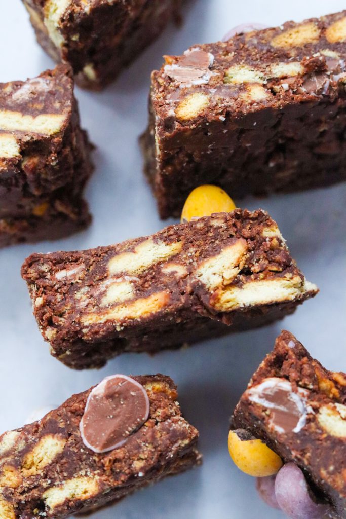 Mini Egg Tiffin (Easter Fridge Cake) - My Morning Mocha