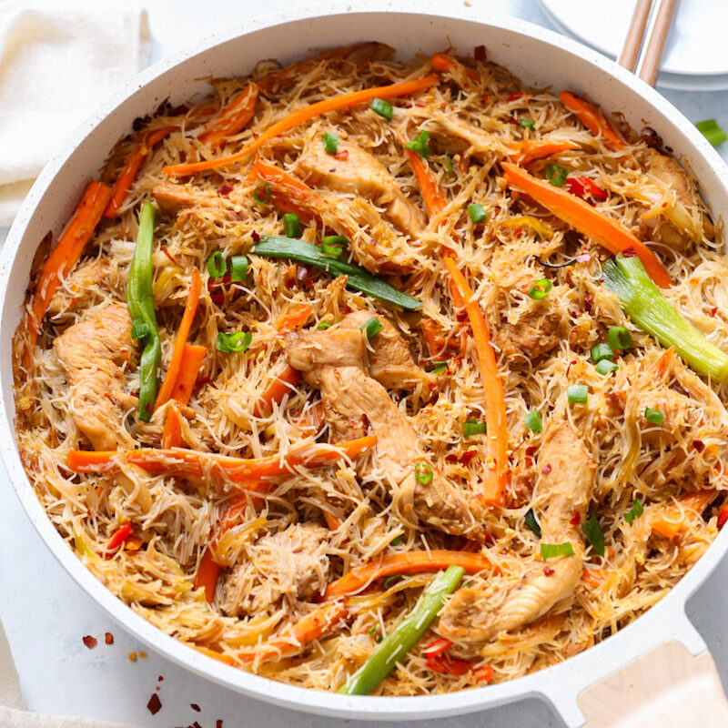 Chicken Vermicelli (Rice Noodle Stir-Fry) - My Morning Mocha