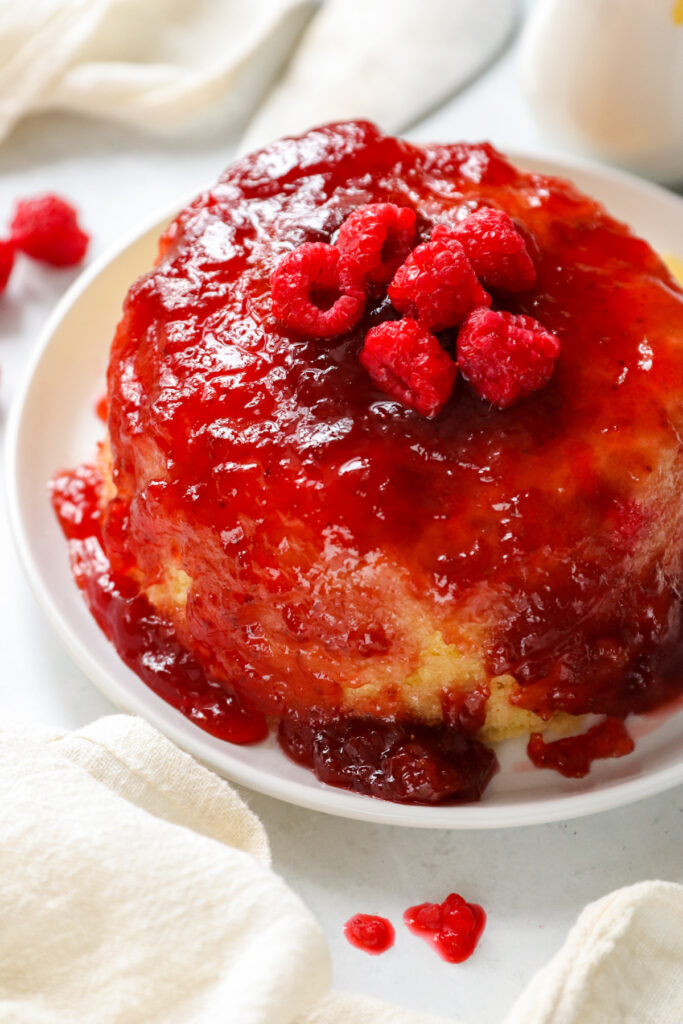 Microwave Jam Sponge Pudding - My Morning Mocha