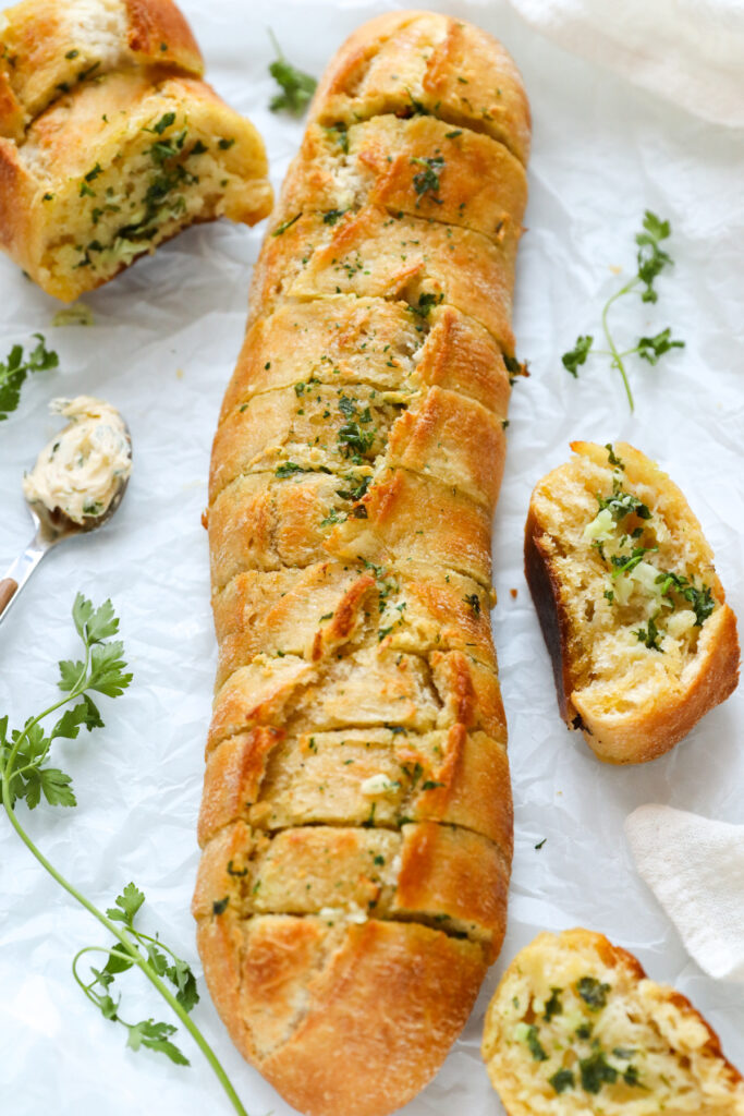 Easy Garlic Bread Baguette - My Morning Mocha