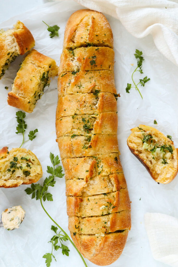 Easy Garlic Bread Baguette - My Morning Mocha